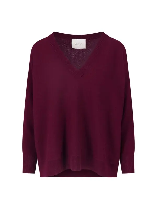 LISA YANG 100% Cashmere V-neck Pullover - Red