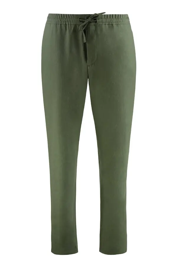 Canali Wool & Linen Blend Trousers With Back Welt Pockets
