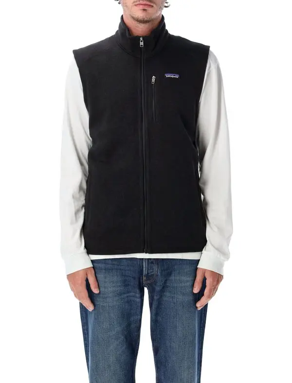 Patagonia Fleece Zip-up Vest With Stand Collar - Nero