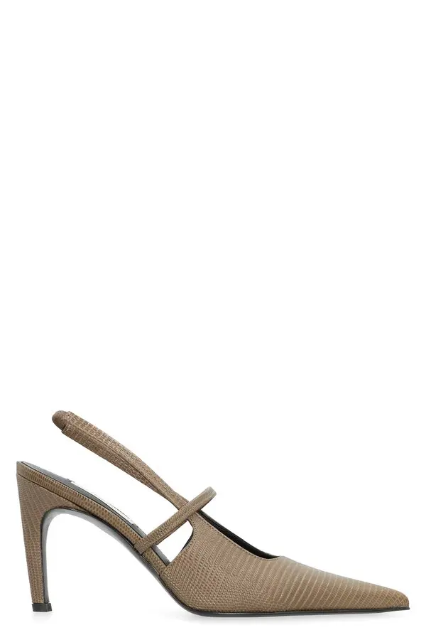 TOTEME Embossed Leather Slingback Pumps With Sculpted 8.5 Cm Heel
