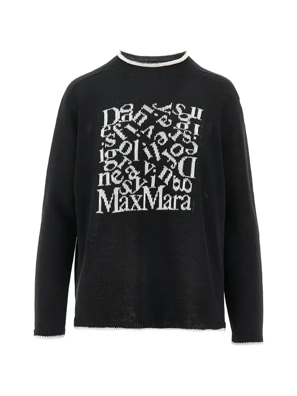 Max Mara Embroidered 100% Linen Sweater With Contrasting Trim