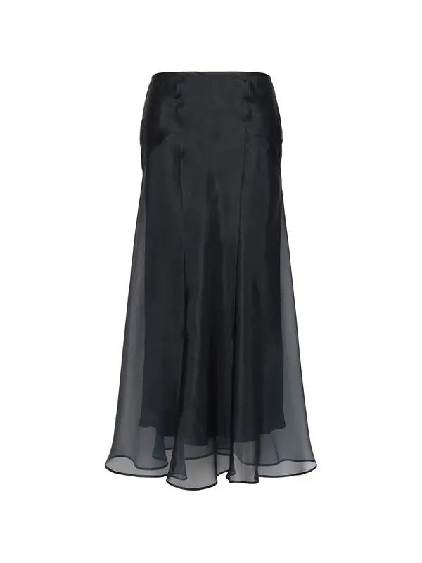 Max Mara Mid-rise Silk Skirt With Side Zip - Blu