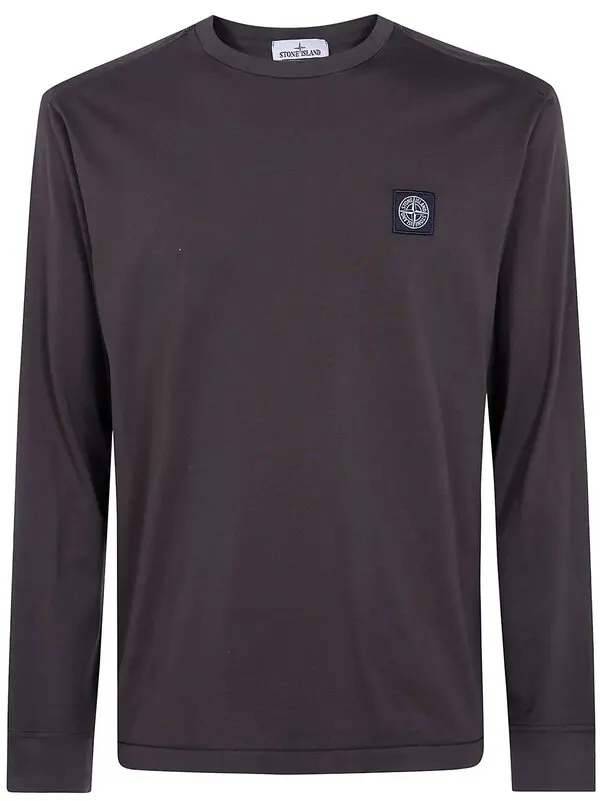 Stone Island Long-sleeve Stone Washed Jersey T-shirt - Coalgrey