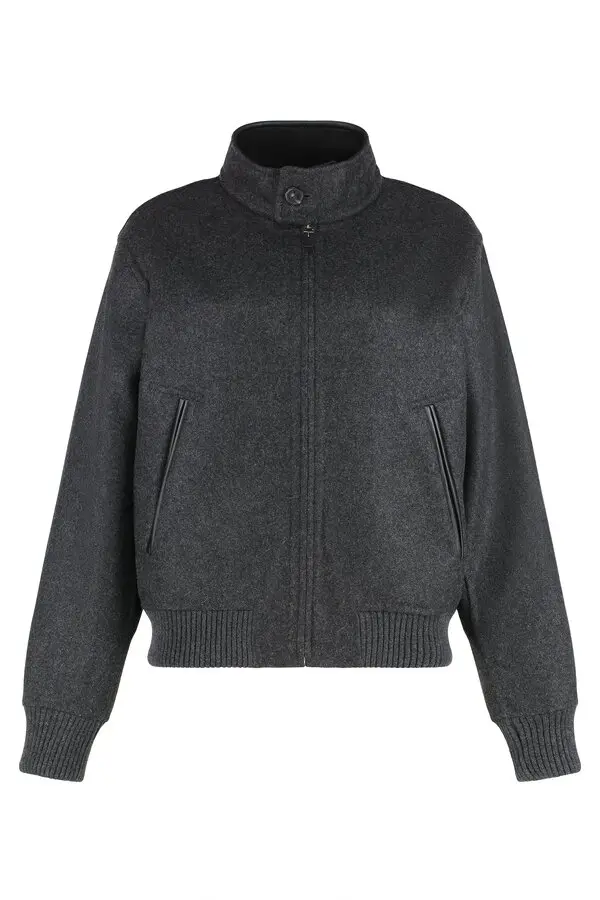TOD`S Tod's Cashmere Knit Bomber Jacket With Leather Details
