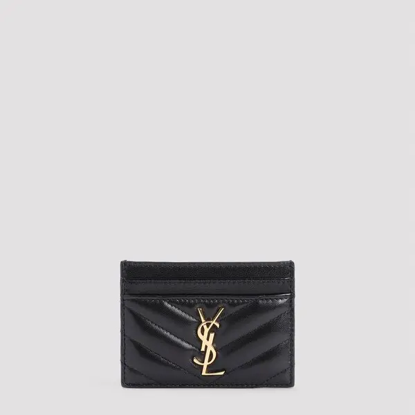 Saint Laurent Mini Calf Leather Credit Card Case - Black