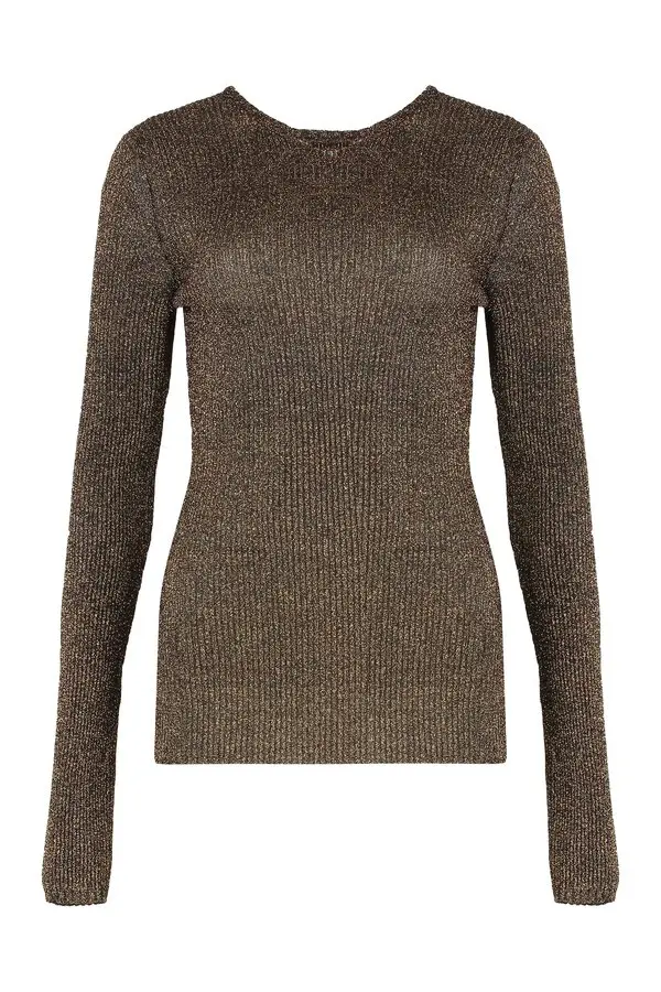 Miu Miu Lurex-blend Round-neck Ribbed Sweater