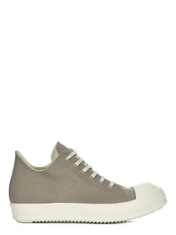 Rick Owens Cotton Lace-up Sneakers With Cap Toe And Lug Sole - Grigio