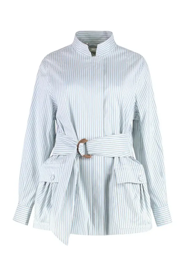 Fendi Belted Cotton Jacket With Adjustable Drawstring Waist