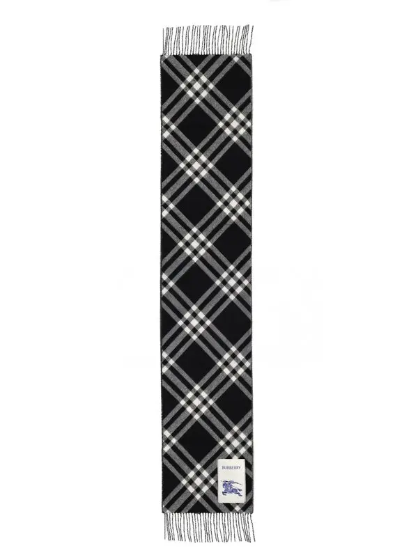 Burberry Sciarpa In Cashmere Check - Black