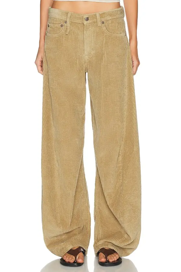R13 Janine Wide Leg Corduroy Pants - Light Khaki