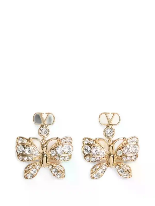 Valentino Garavani Flutterby Earrings In Metal And Swarovski® Crystals - Gold