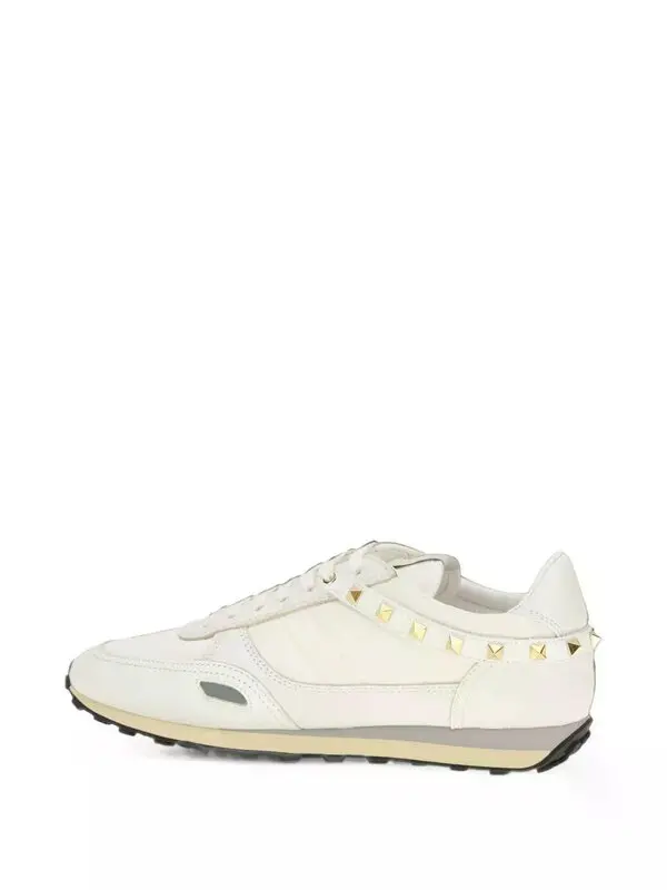 Valentino Garavani Studded Leather And Nylon Sneakers - White