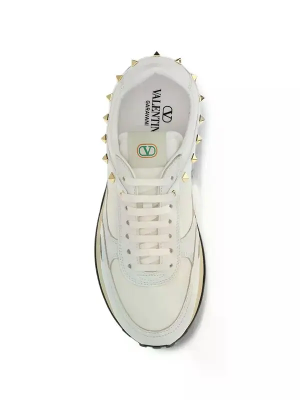 Valentino Garavani Studded Leather And Nylon Sneakers - White
