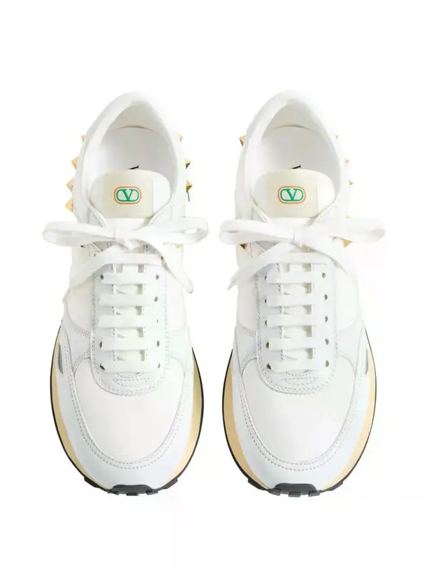 Valentino Garavani Studded Leather And Nylon Sneakers - White