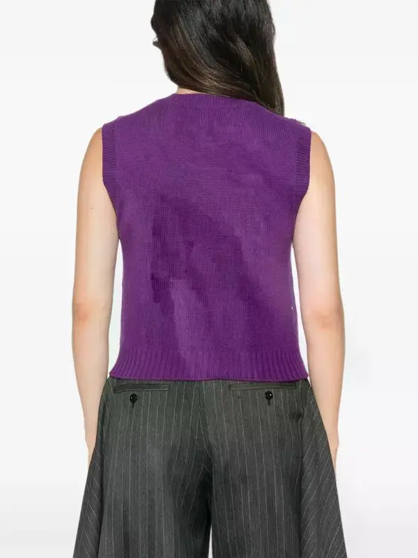 Eric Bompard Round Neck Knitted Vest - Purple