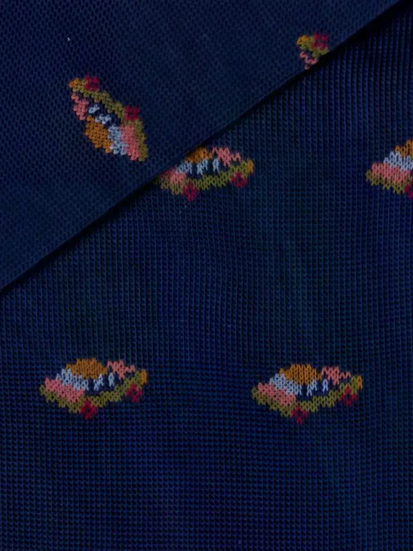 ARTURO Navy Car Print Fine Knit Socks