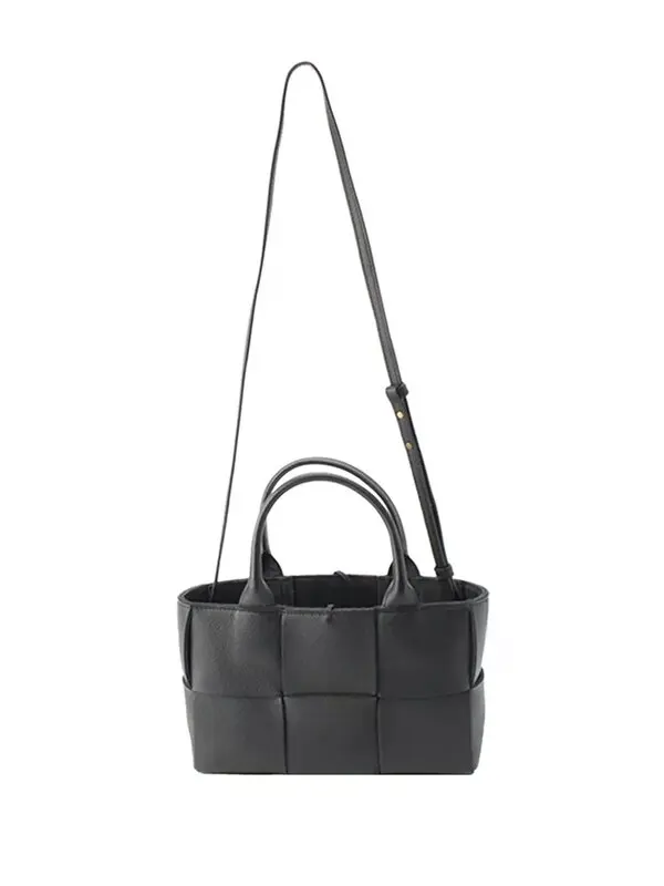 Bottega Veneta 2012-2026 Mini Lambskin Intreccio Arco Tote Satchel - Black