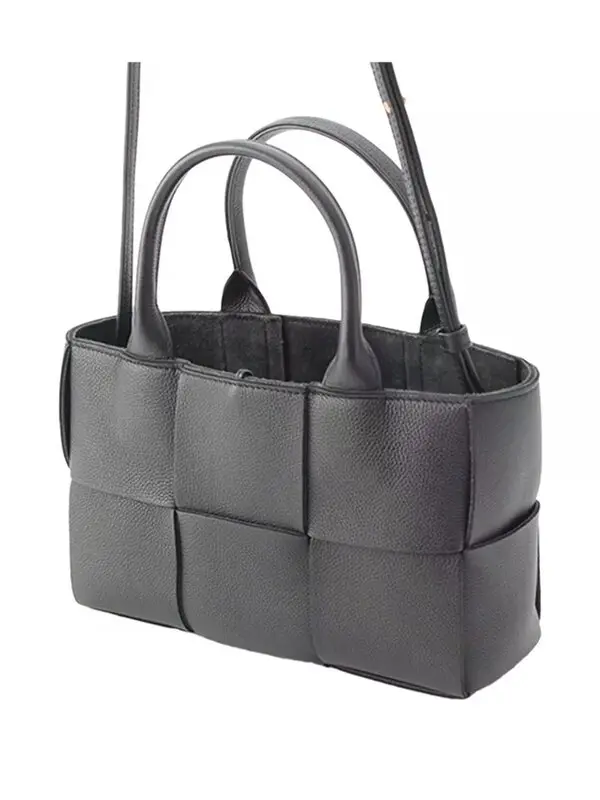 Bottega Veneta 2012-2026 Mini Lambskin Intreccio Arco Tote Satchel - Black