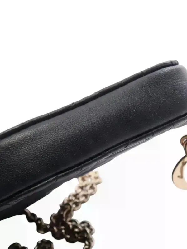 Dior 2000-2026 Lambskin Cannage Lady Call In Phone Holder Satchel - Black