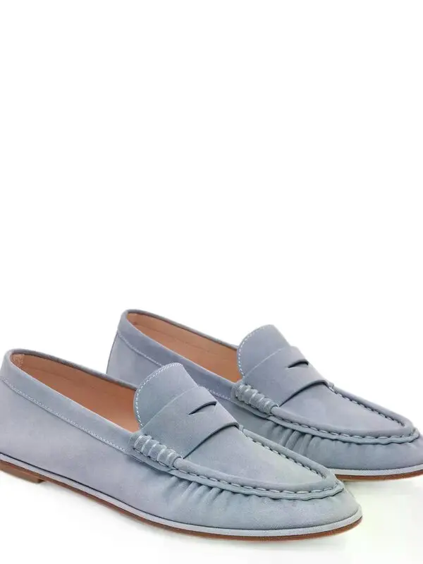 STUART WEITZMAN Spencer Ruched Suede Loafers