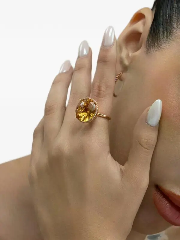 LISA NIK Citrine And Diamond Ring