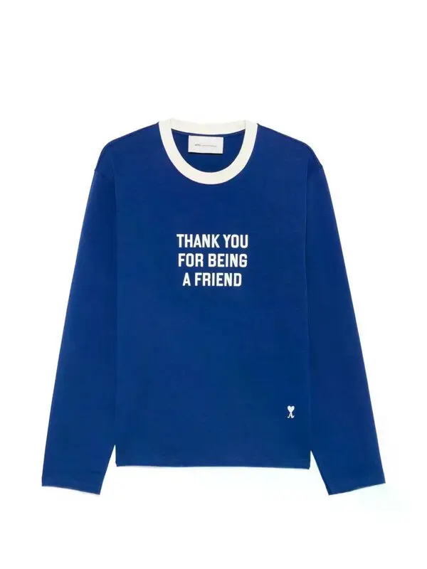 AMI Paris Slogan-print Long-sleeve T-shirt