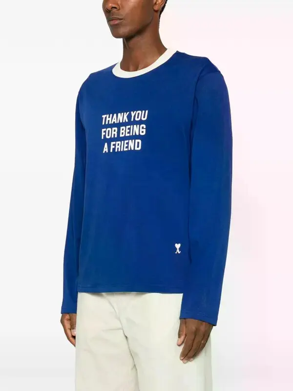 AMI Paris Slogan-print Long-sleeve T-shirt