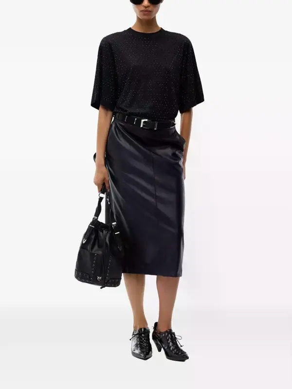Pinko Embellished Cotton Jersey T-shirt - Black