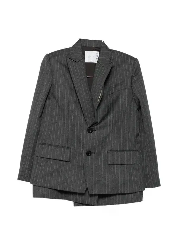 Sacai Pinstripe-pattern Peplum-hem Blazer - Black