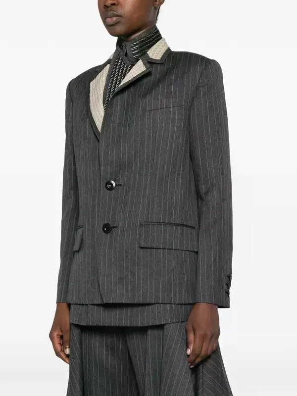 Sacai Pinstripe Peplum Hem Blazer - Black