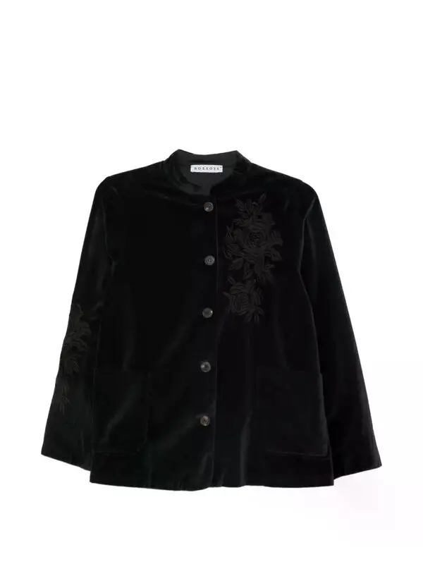 ROSSO 35 Embroidered Velvet Band Collar Jacket