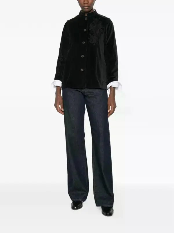 ROSSO 35 Embroidered Velvet Band Collar Jacket