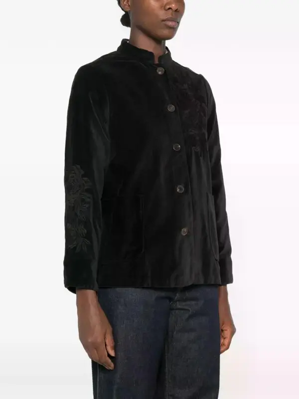 ROSSO 35 Embroidered Velvet Band Collar Jacket