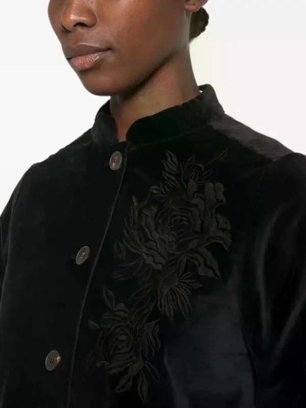 ROSSO 35 Embroidered Velvet Band Collar Jacket