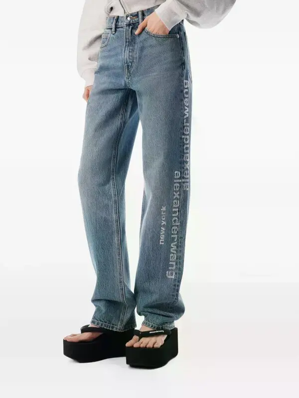 Alexander Wang Crystal Mirror Logo Ez Jeans