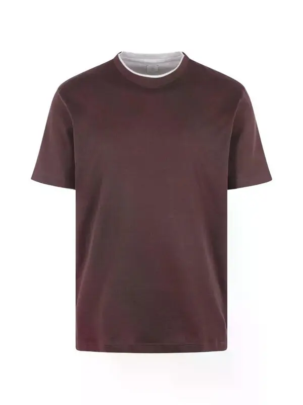 Eleventy Layered-neck Short-sleeve T-shirt - Brown