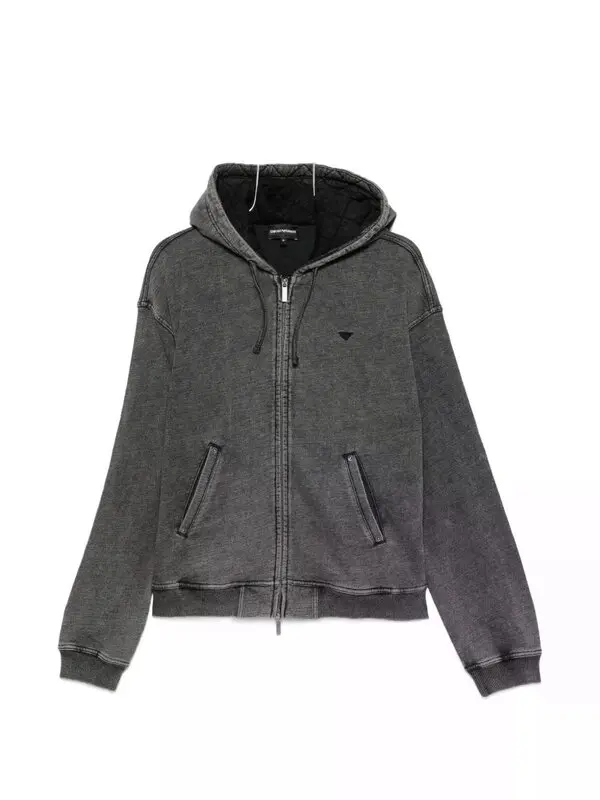 Emporio Armani Faded-effect Logo-patch Hoodie