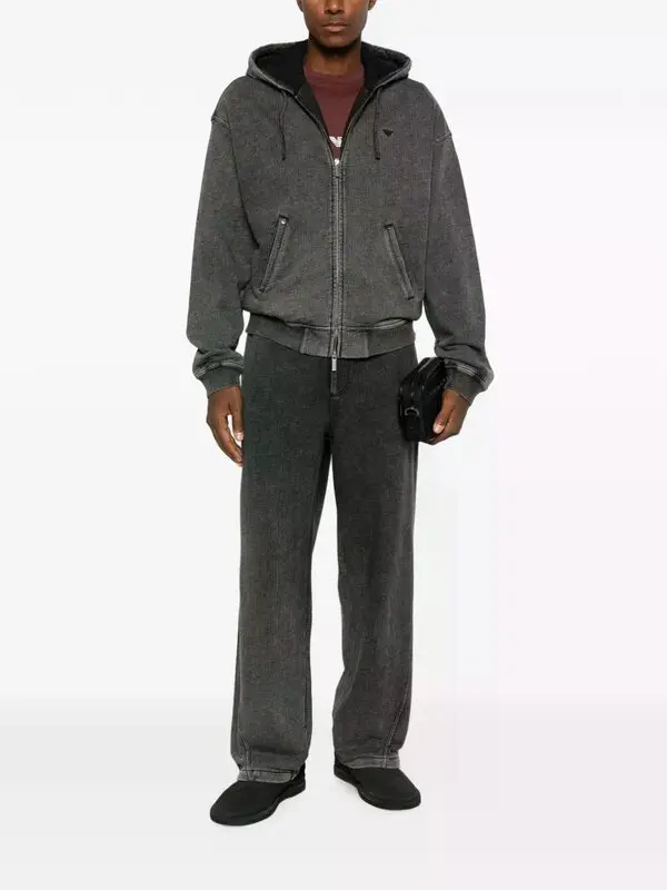 Emporio Armani Faded-effect Logo-patch Hoodie