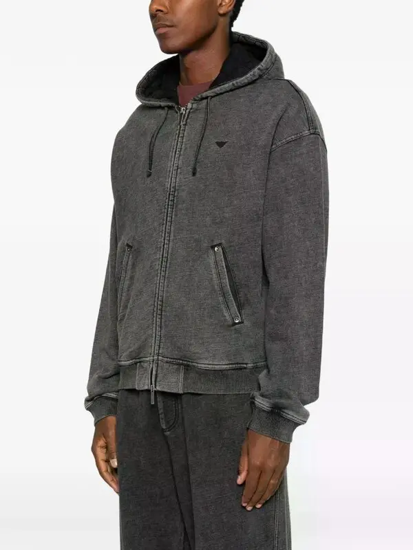 Emporio Armani Faded-effect Logo-patch Hoodie