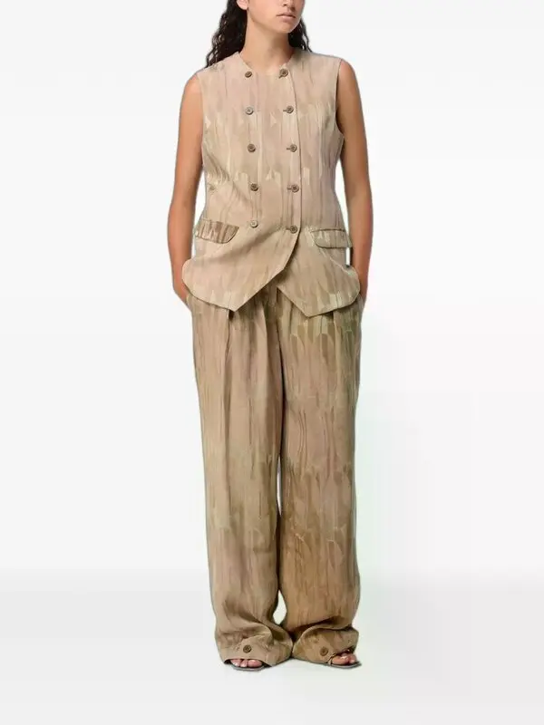 Emporio Armani Double-breasted Waistcoat In Oval-patterned Jacquard