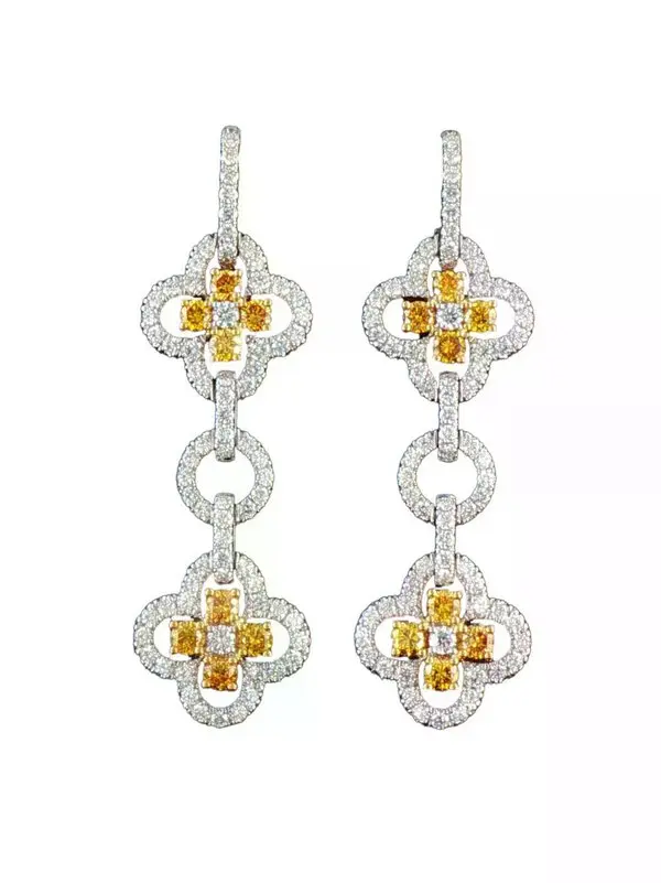 HYT JEWELRY Diamond Drop Earrings In 18k White Gold - Silver