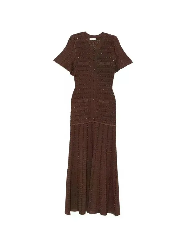 Sandro Sequin-embellished Knitted Maxi Dress
