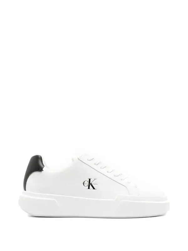 Calvin Klein Print Leather Sneakers - White