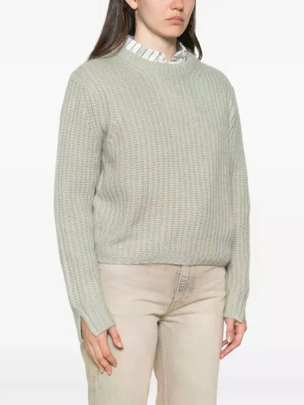 ALLUDE Ribbed-knit Crew-neck Sweater