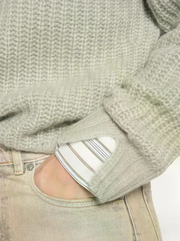 ALLUDE Ribbed-knit Crew Neck Sweater