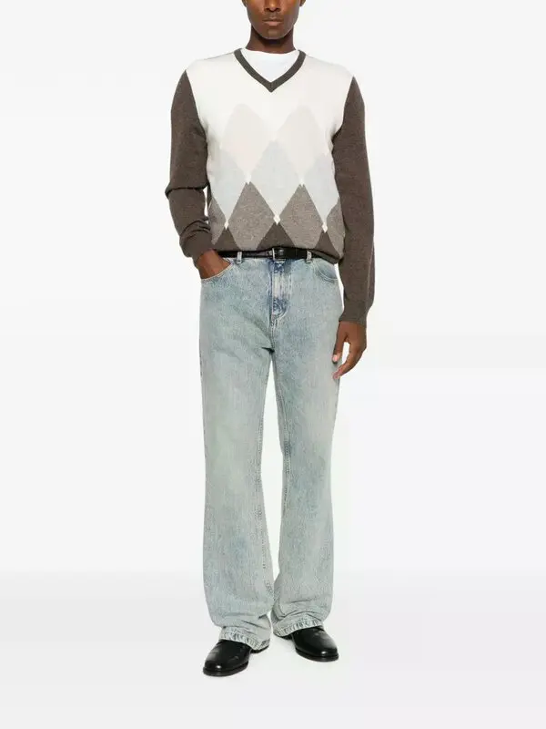 VENGERA Argyle-pattern V-neck Sweater