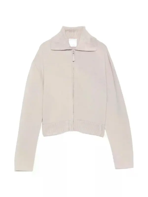 ALLUDE Zip-up Ribbed-trim Cardigan