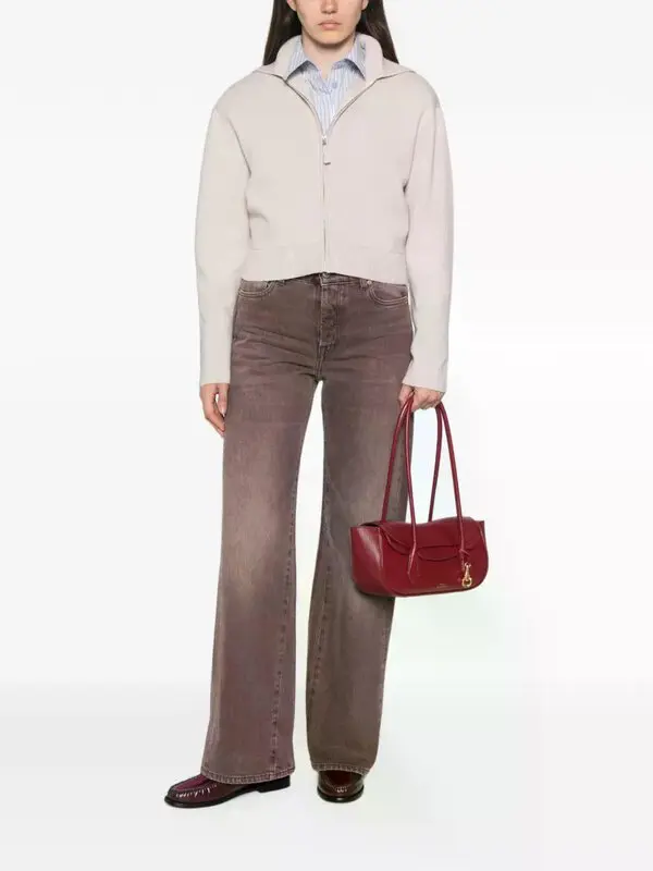 ALLUDE Zip-up Ribbed-trim Cardigan