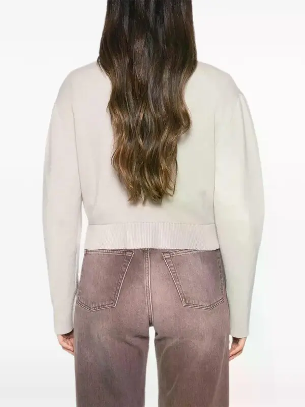 ALLUDE Zip-up Ribbed Trim Cardigan
