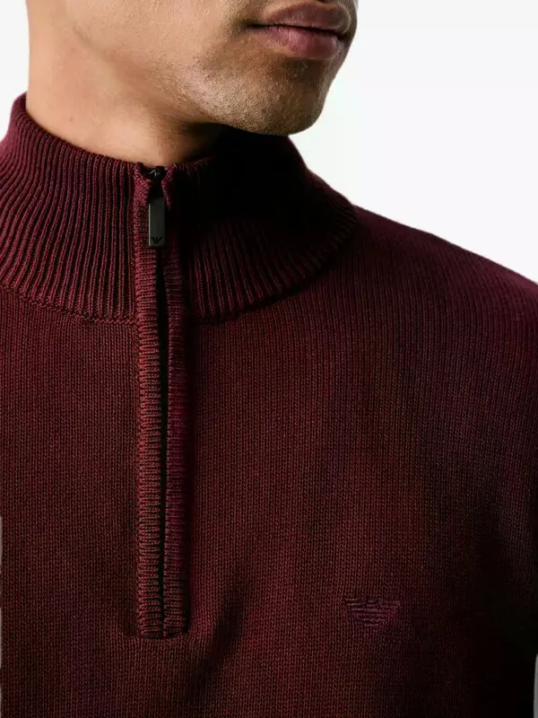 Emporio Armani Half-zip Logo-embroidered Sweater